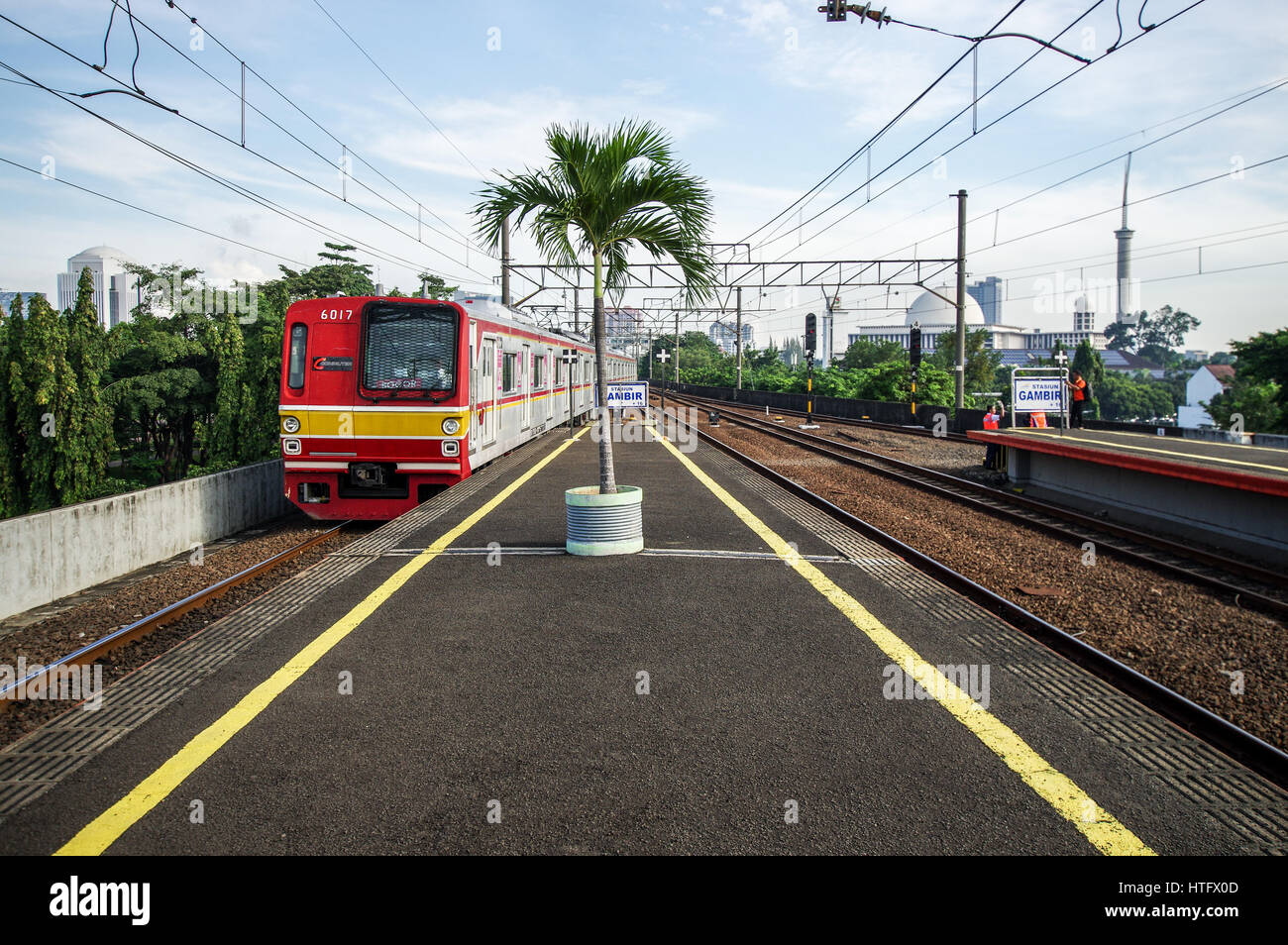 Train arriving to Gambir Station in Jakarta - Java, Indonesia Stock ...