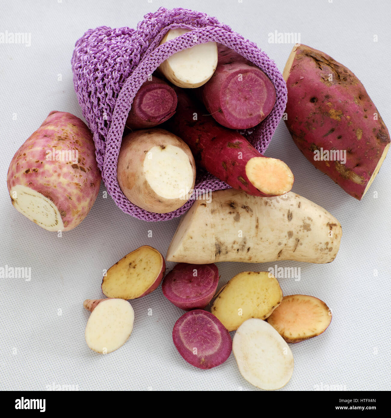 Diversity sweet potato on white background, healthy food that rich ...
