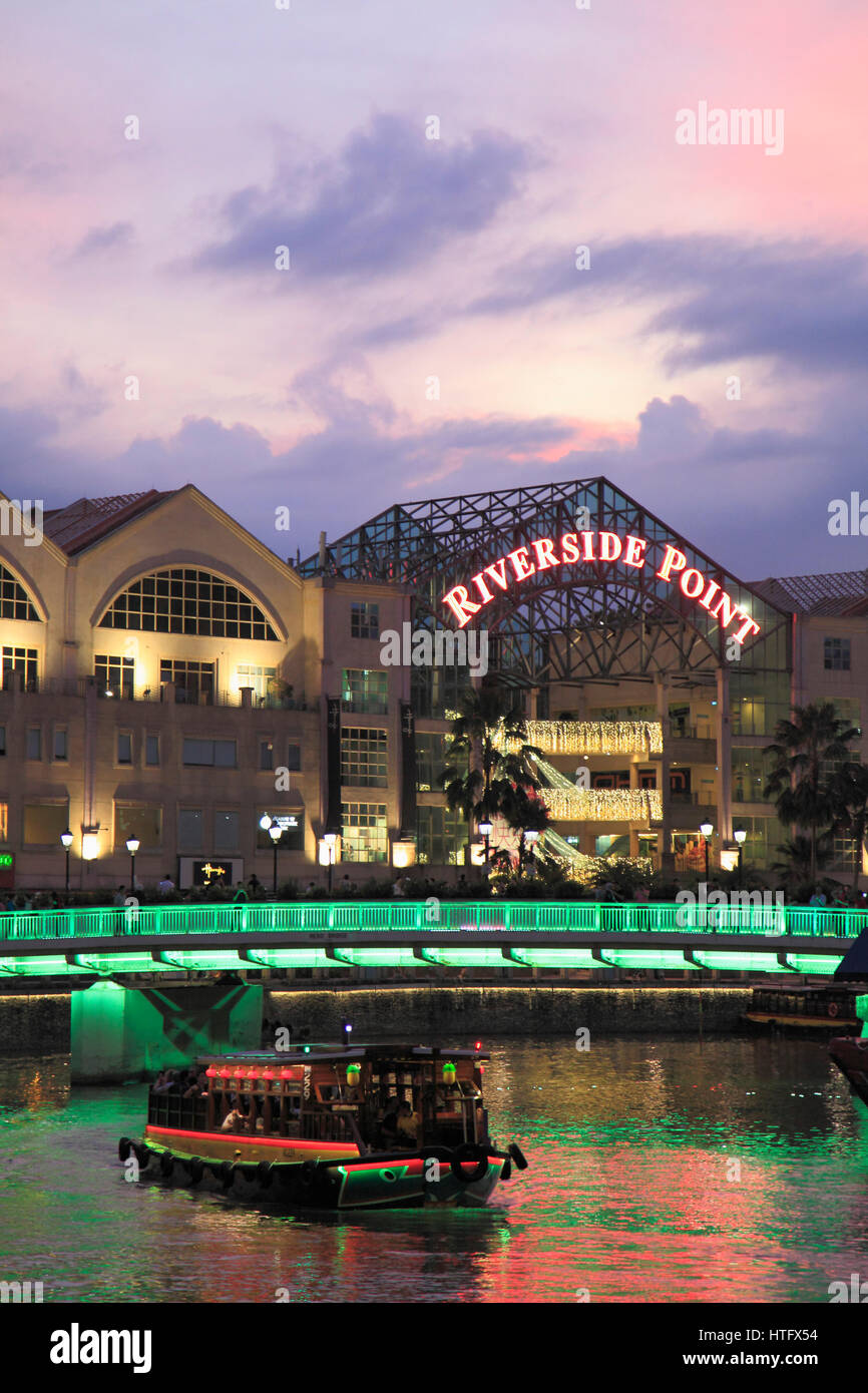 Singapore, Riverside Point, leisure area, nightlife, people, Singapore ...