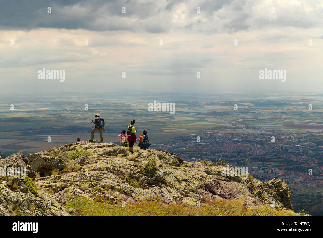Beautiful landscape with tourists in the mountain Stock Photo - Alamy
