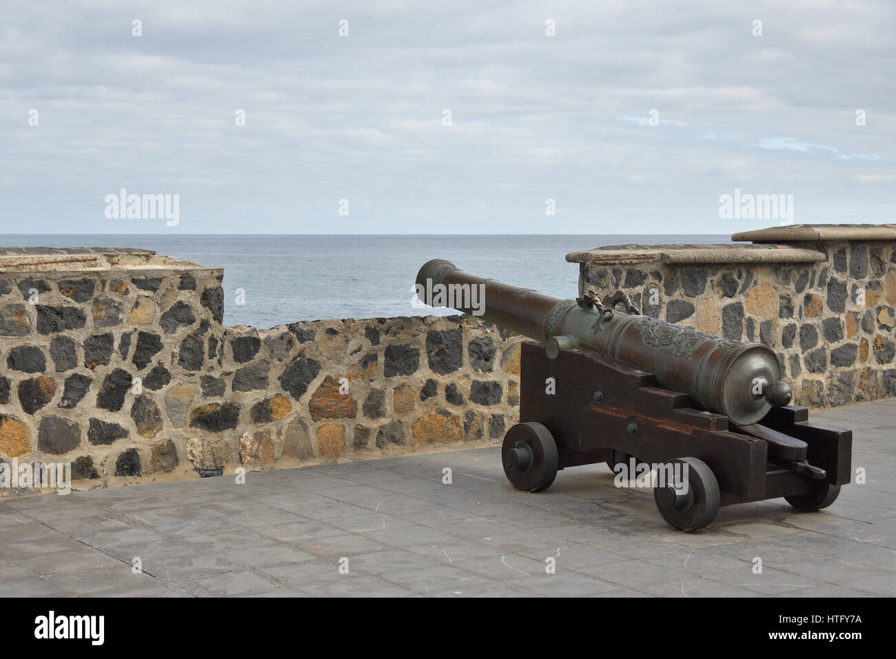 Old canon standing on a old fortress pointing out to the sea, picture ...