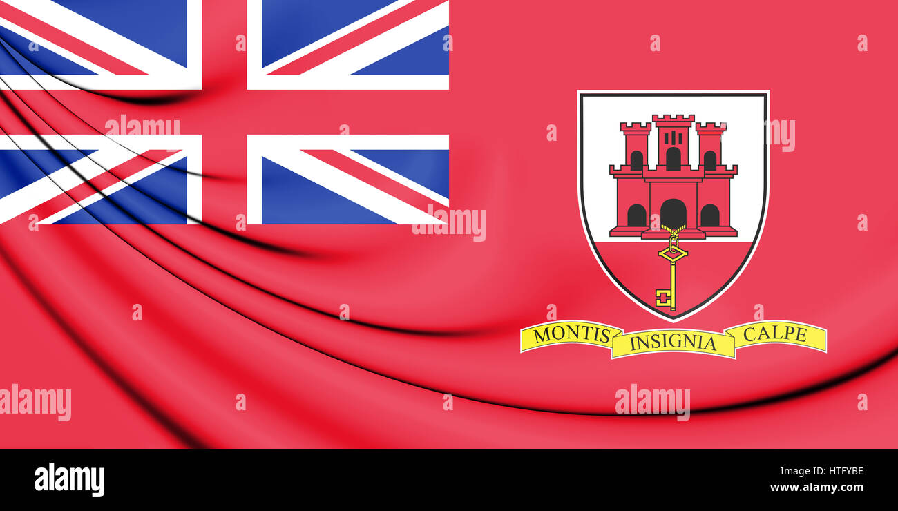 3D Civil Ensign of Gibraltar. 3D Illustration Stock Photo - Alamy