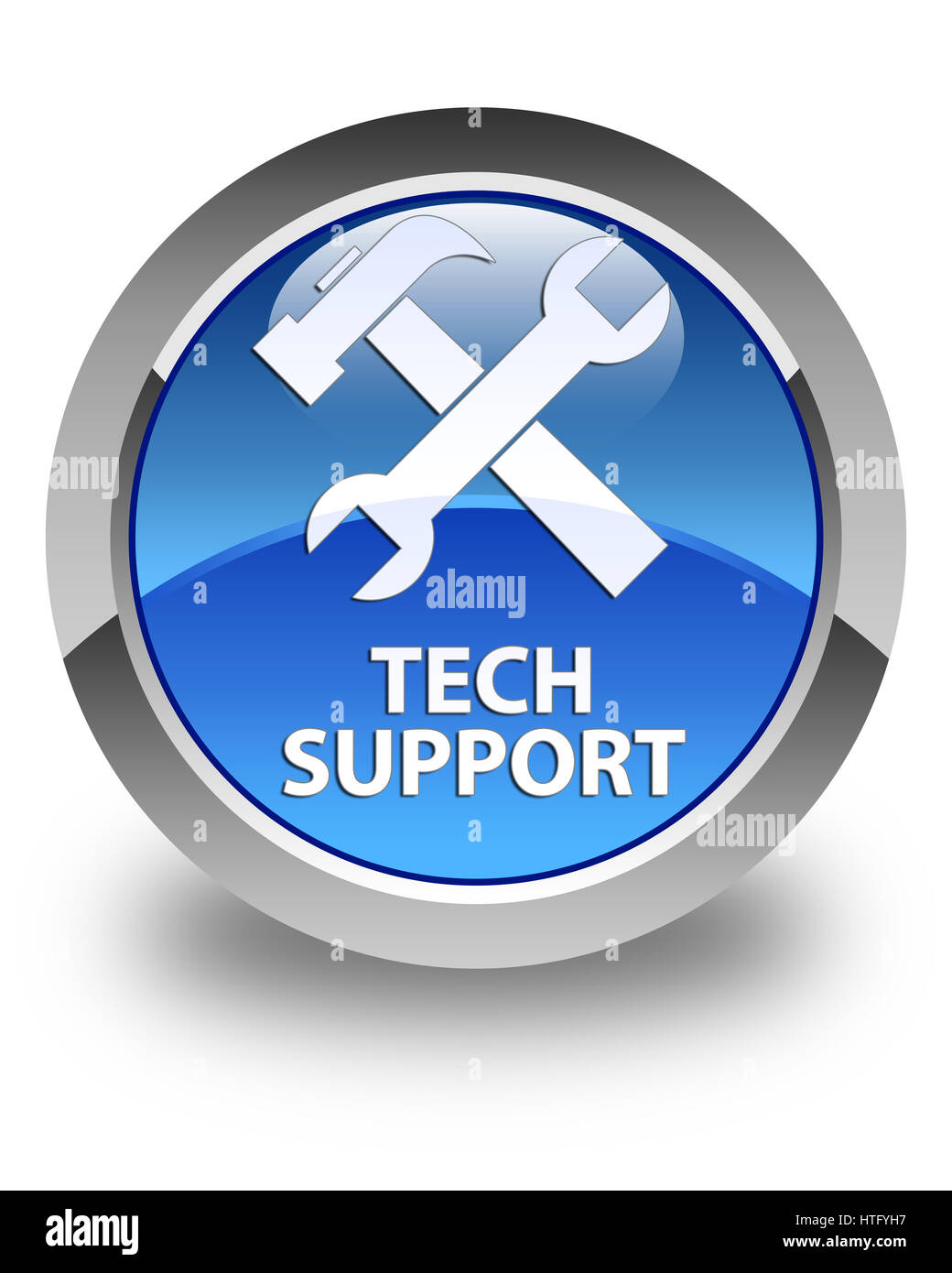 Tech support (tools icon) isolated on glossy blue round button abstract ...