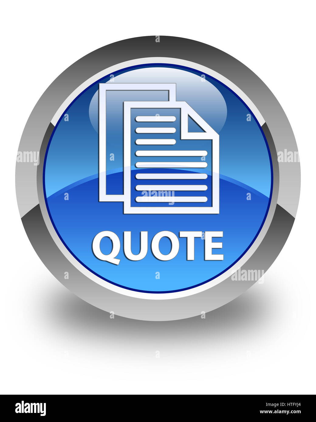 Quote (document pages icon) isolated on glossy blue round button ...