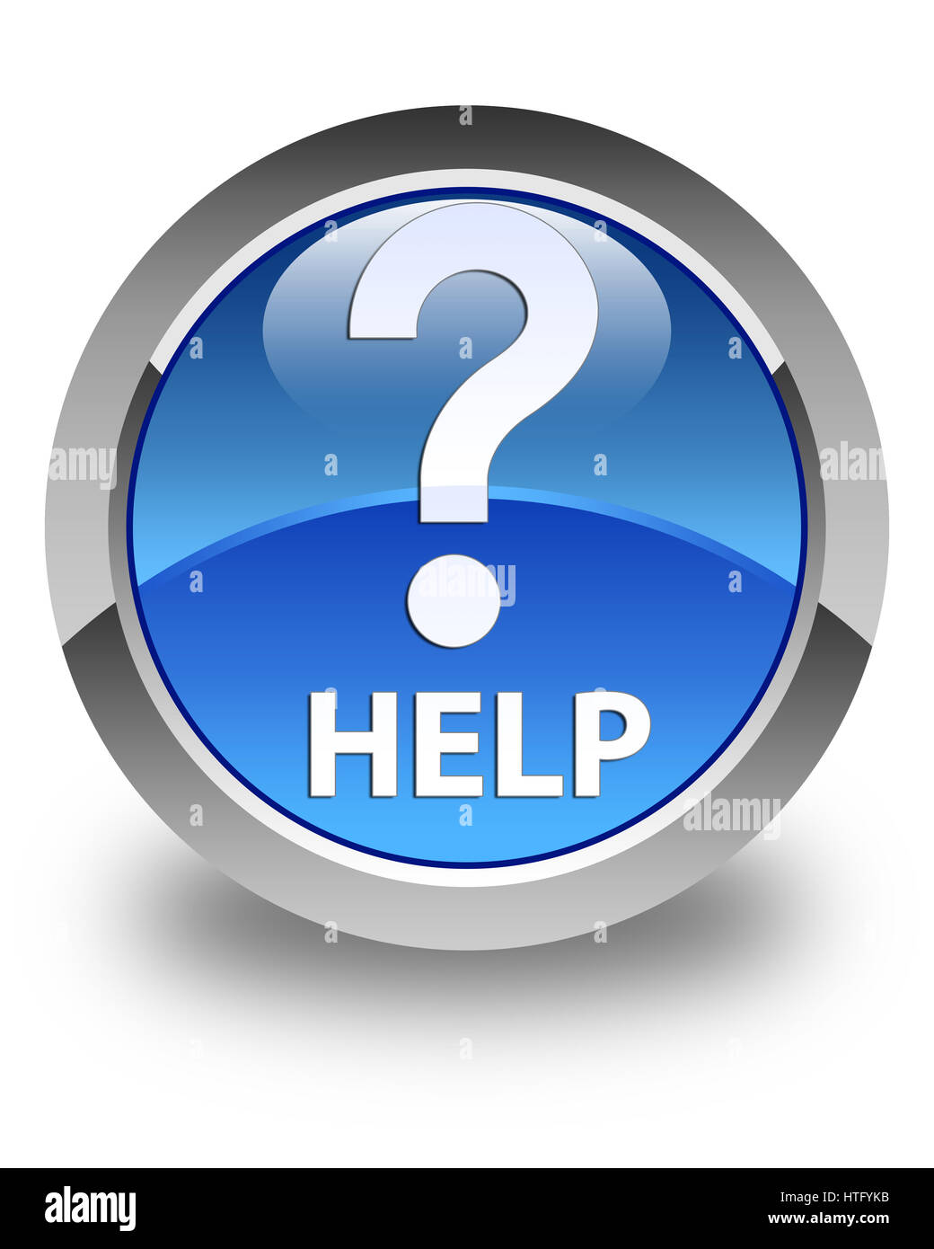 Help (question icon) isolated on glossy blue round button abstract ...