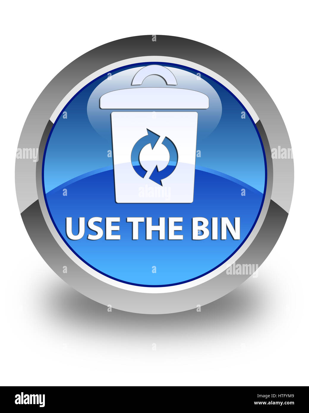 Use the bin isolated on glossy blue round button abstract illustration ...