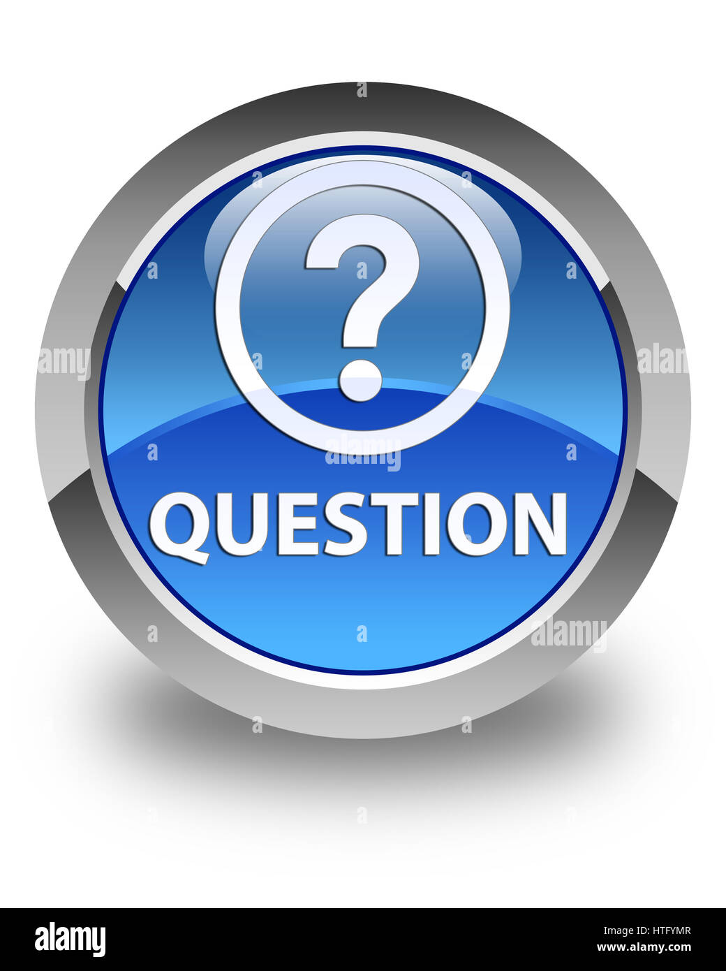 Question isolated on glossy blue round button abstract illustration ...