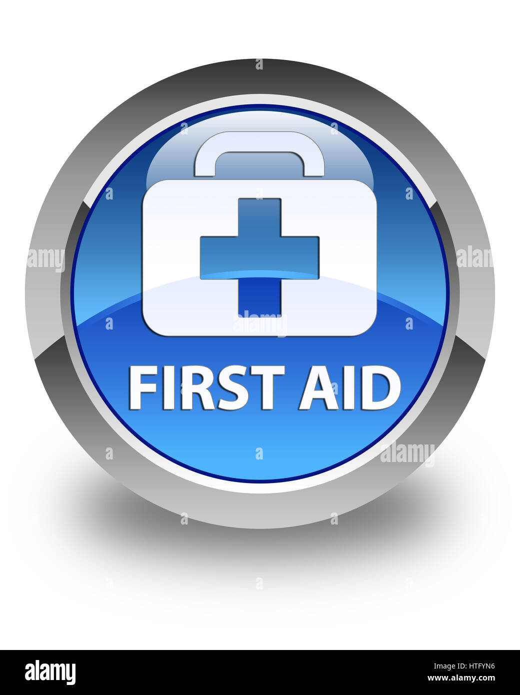 First aid isolated on glossy blue round button abstract illustration ...