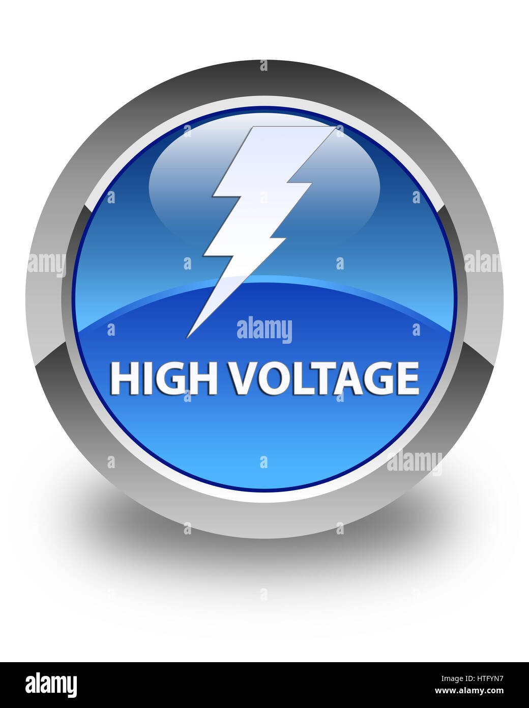 High voltage (electricity icon) isolated on glossy blue round button ...