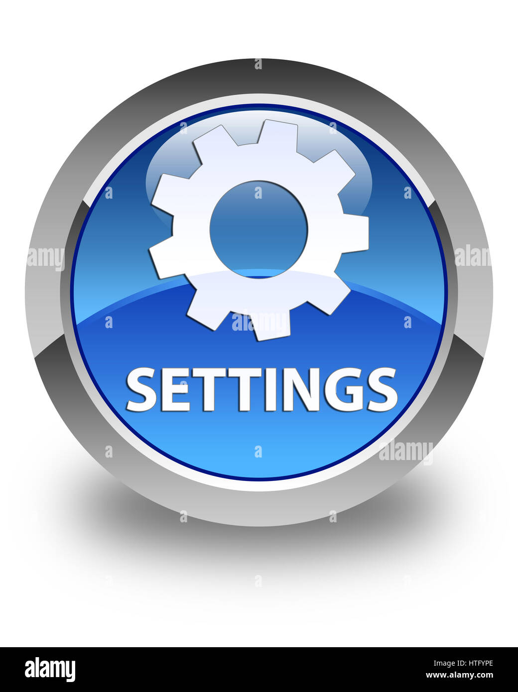 Settings isolated on glossy blue round button abstract illustration ...