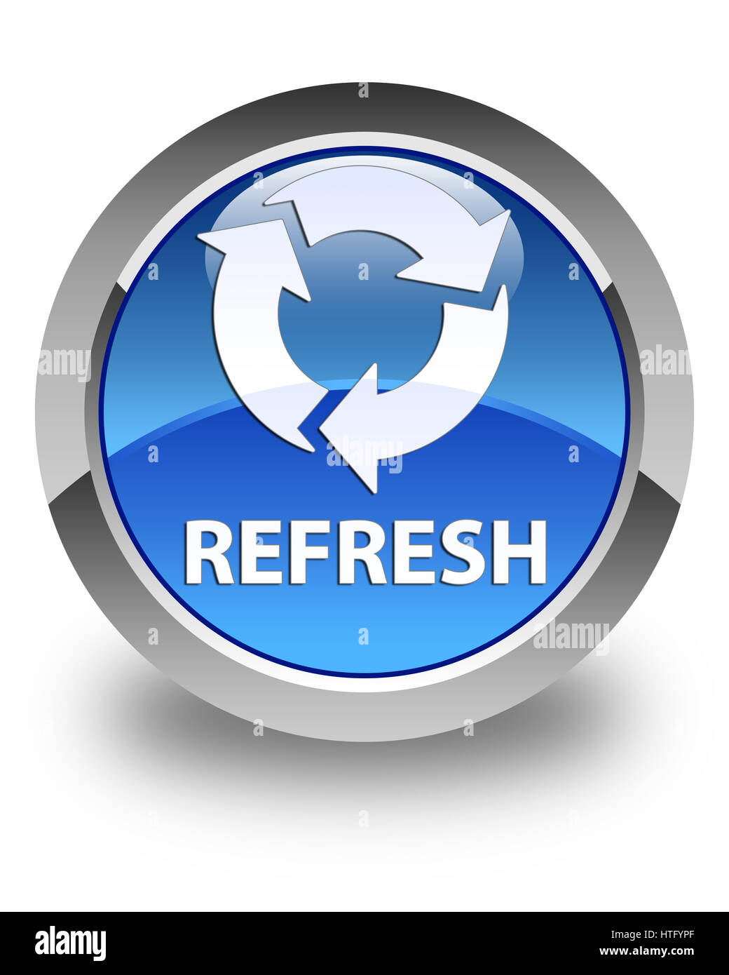 Refresh isolated on glossy blue round button abstract illustration ...