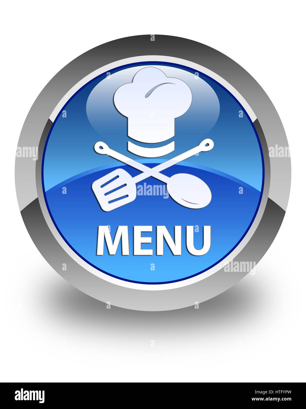 Menu (restaurant icon) isolated on glossy blue round button abstract ...