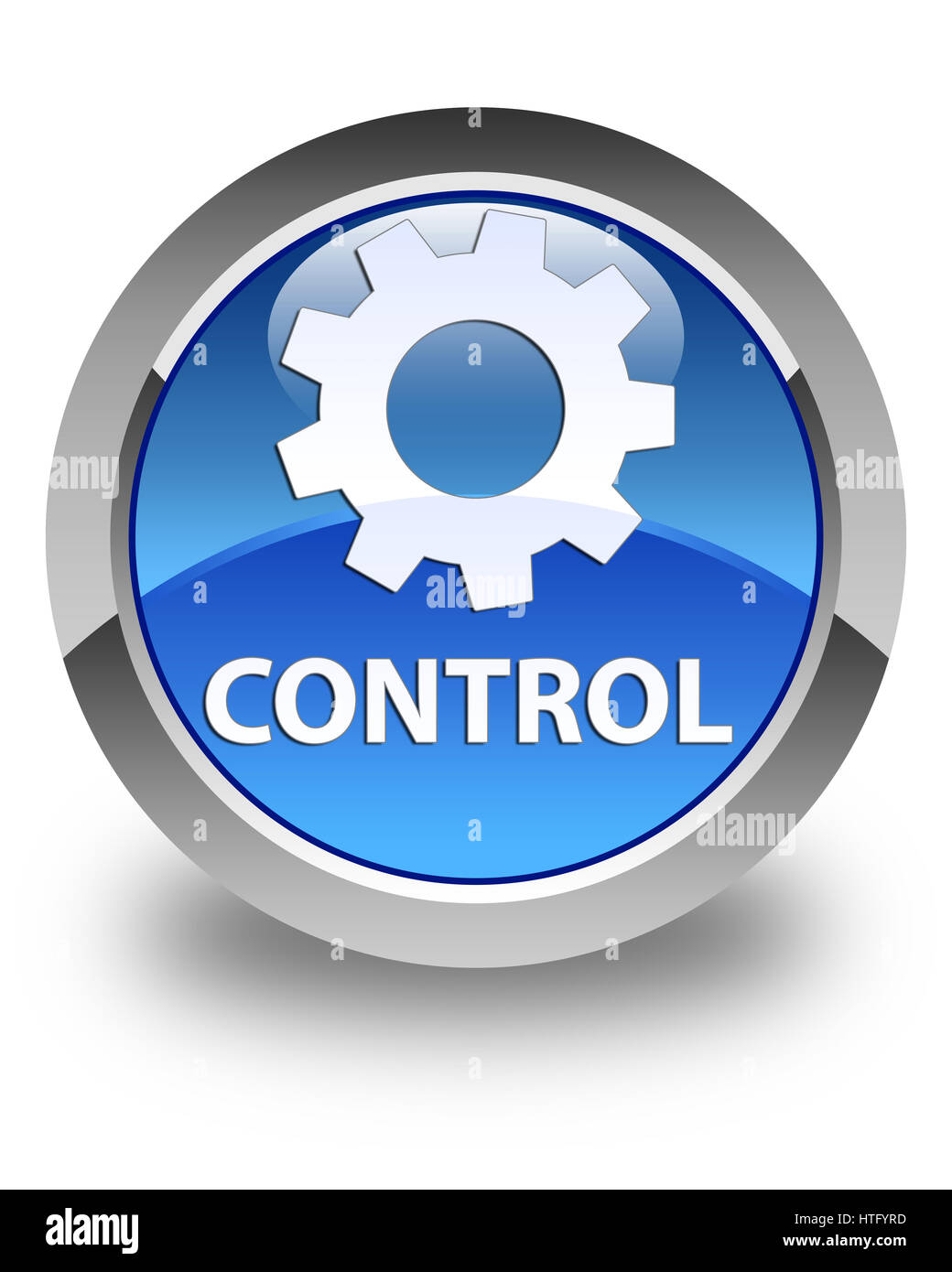 Control (settings icon) isolated on glossy blue round button abstract ...