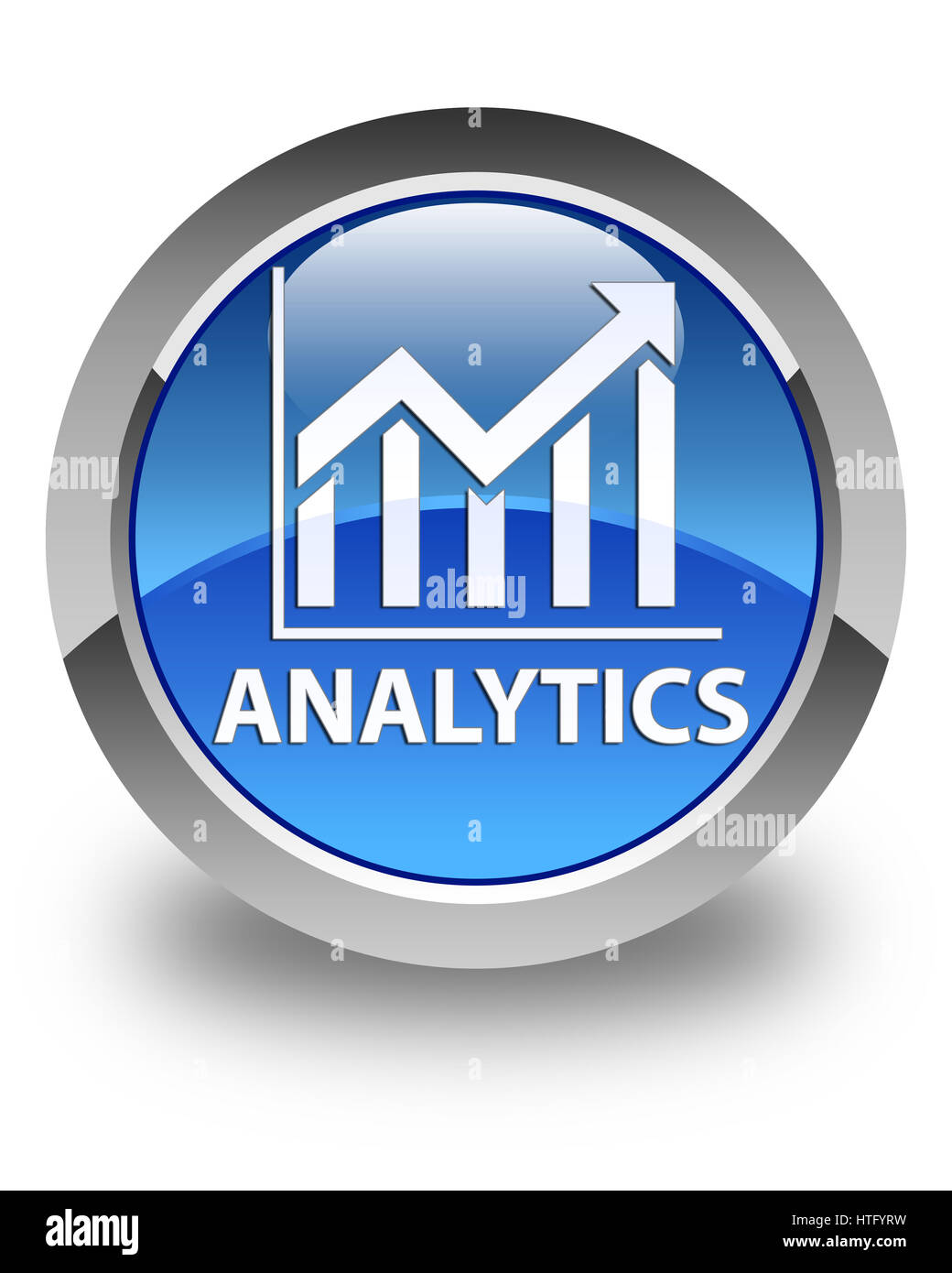 Analytics (statistics icon) isolated on glossy blue round button ...