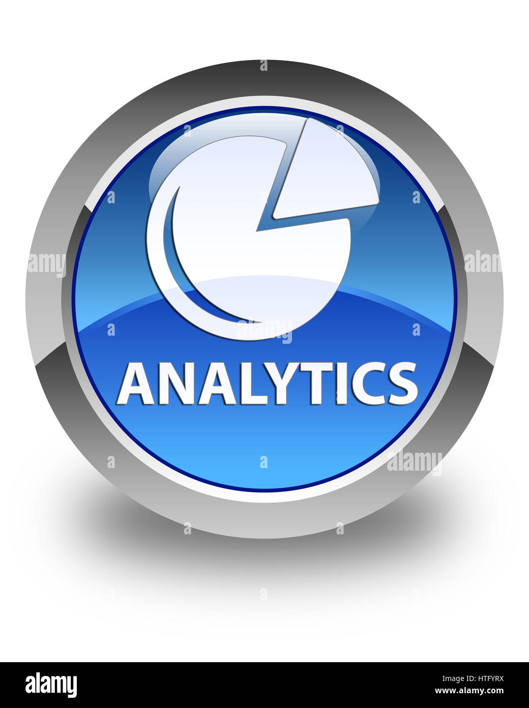 Analytics (graph icon) isolated on glossy blue round button abstract ...