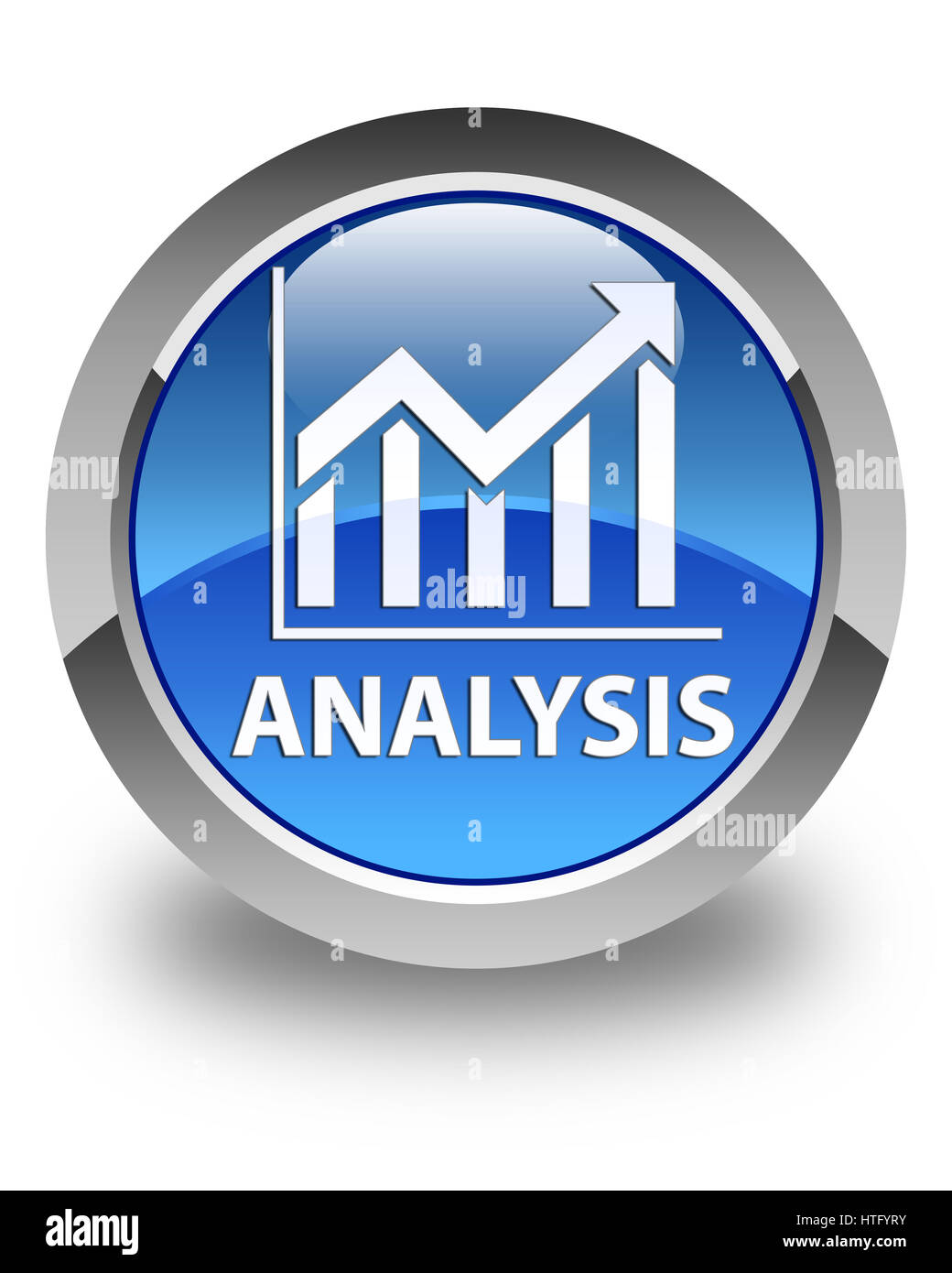 Analysis (statistics icon) isolated on glossy blue round button ...