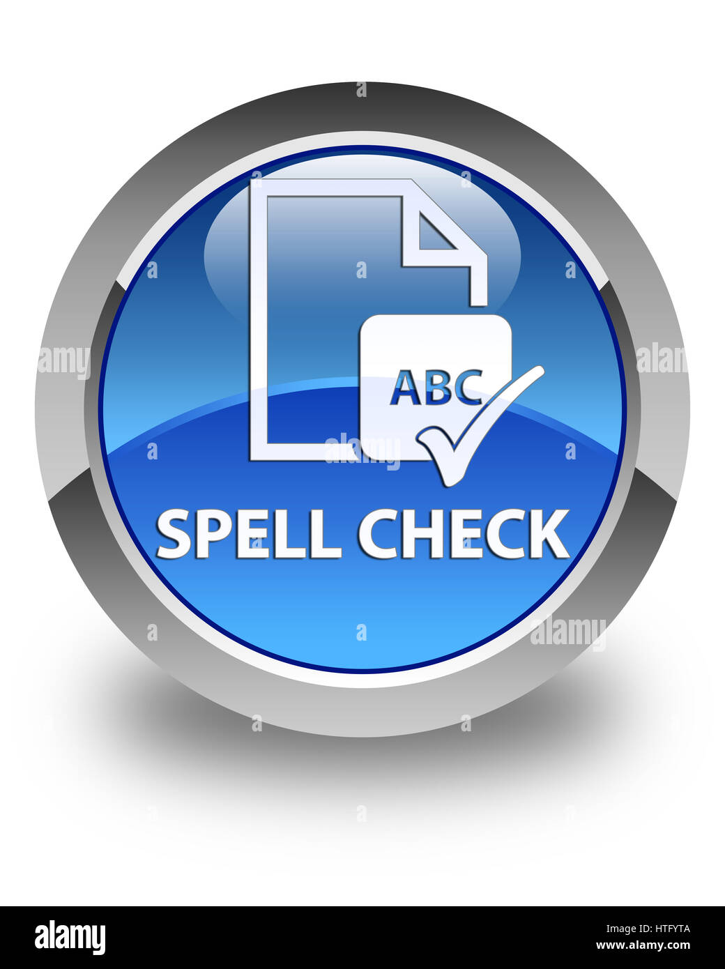 Spell check document isolated on glossy blue round button abstract ...