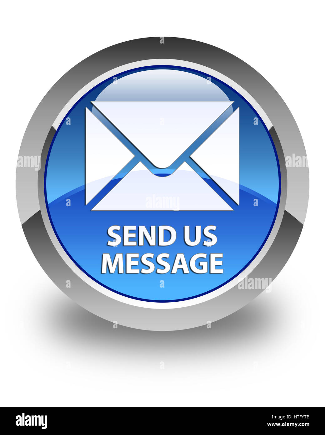 Send us message isolated on glossy blue round button abstract ...