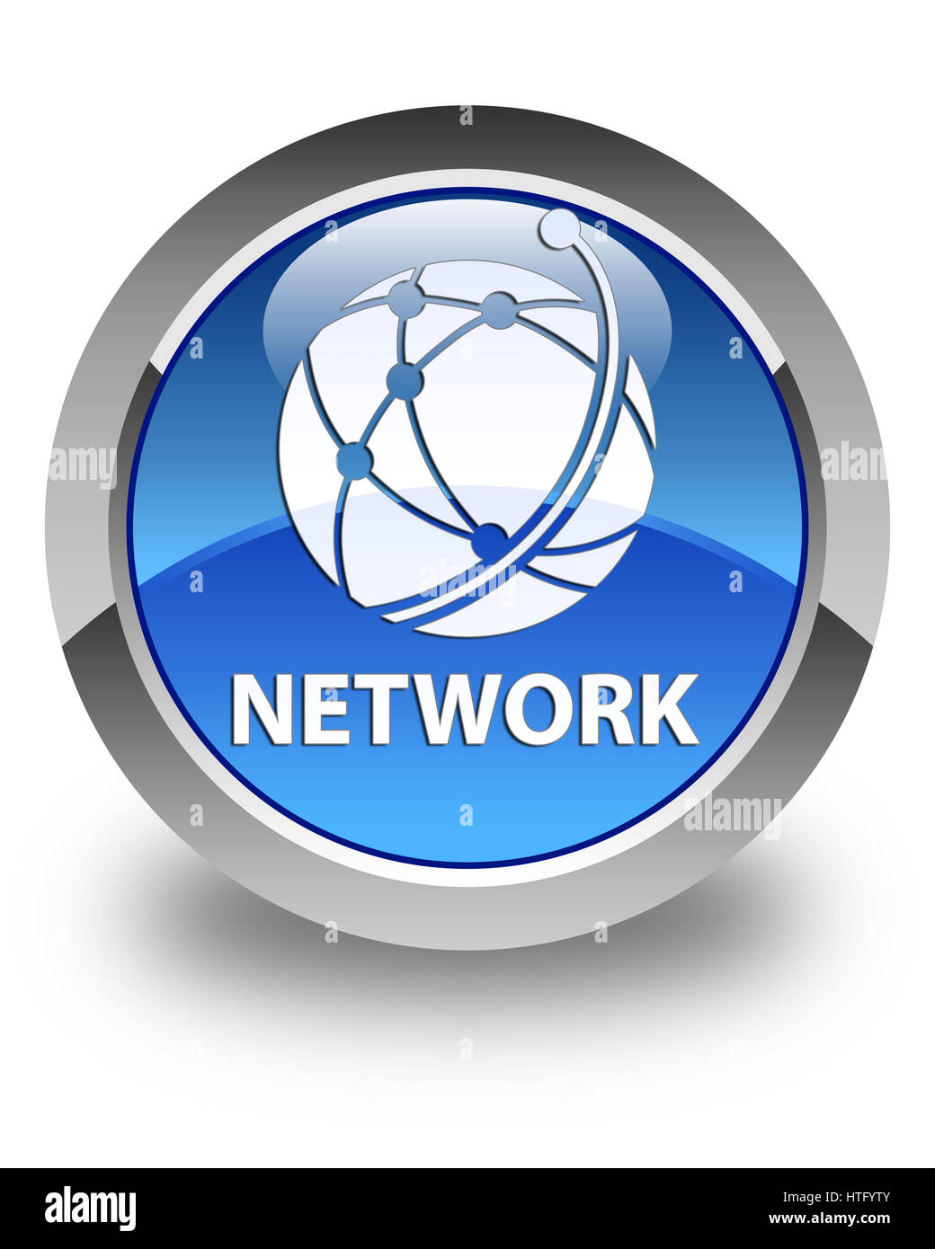 Network (global network icon) isolated on glossy blue round button ...