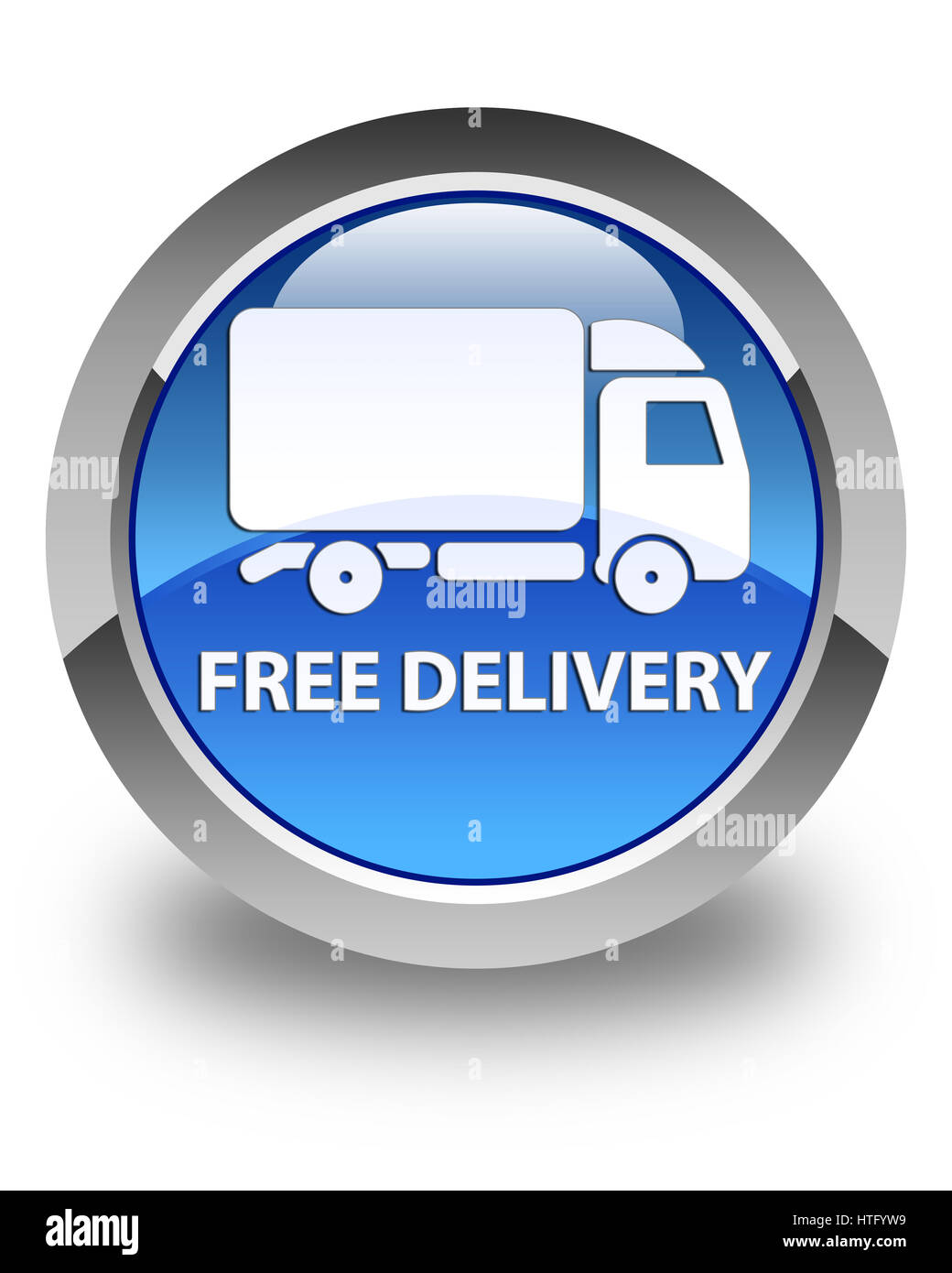 Free delivery isolated on glossy blue round button abstract ...