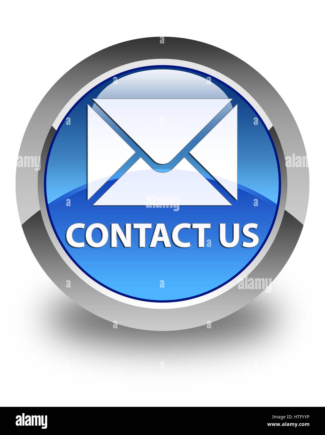 Contact us (email icon) isolated on glossy blue round button abstract ...