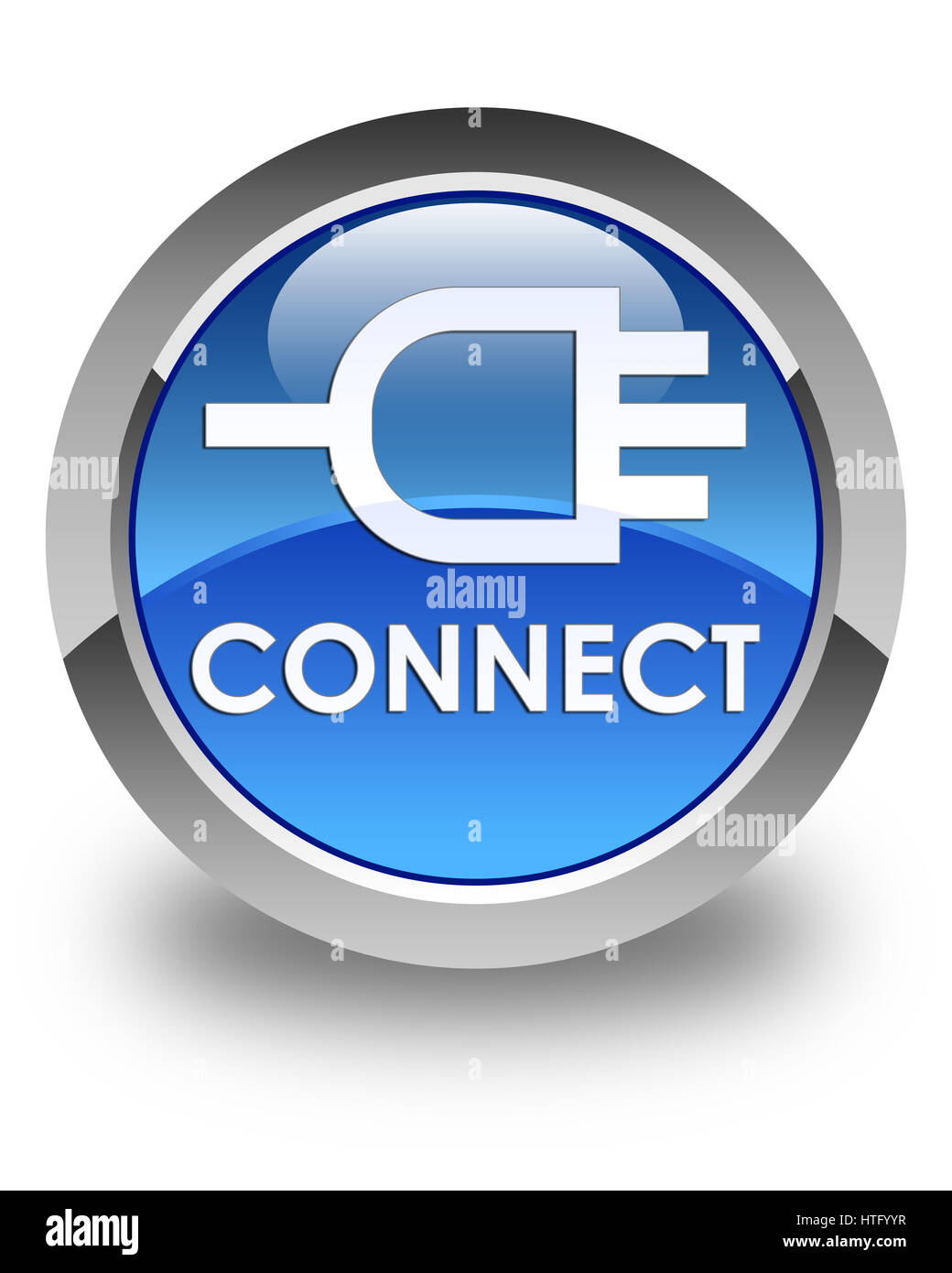 Connect isolated on glossy blue round button abstract illustration ...