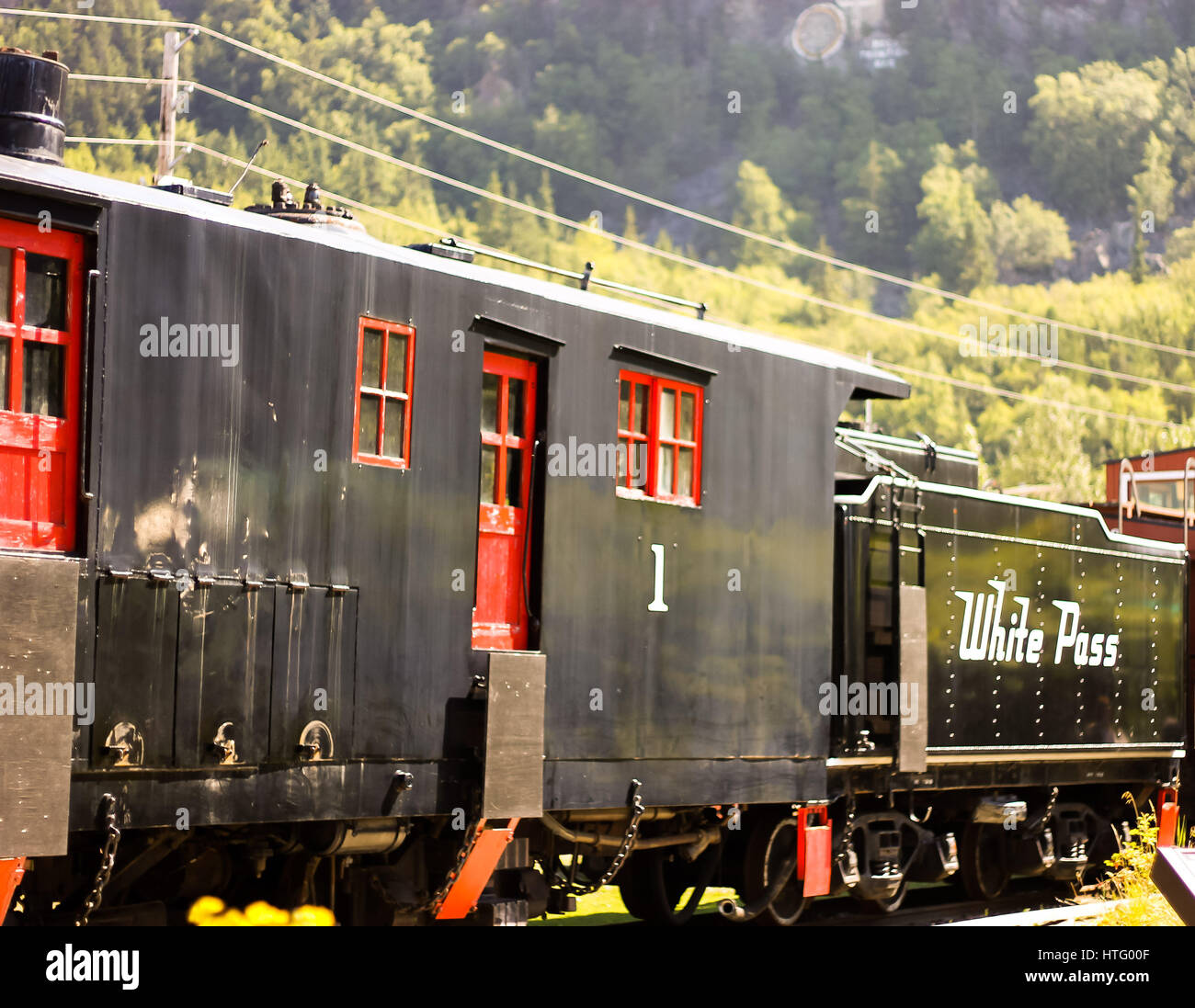 An old black and white train of the white pass hi-res stock photography ...