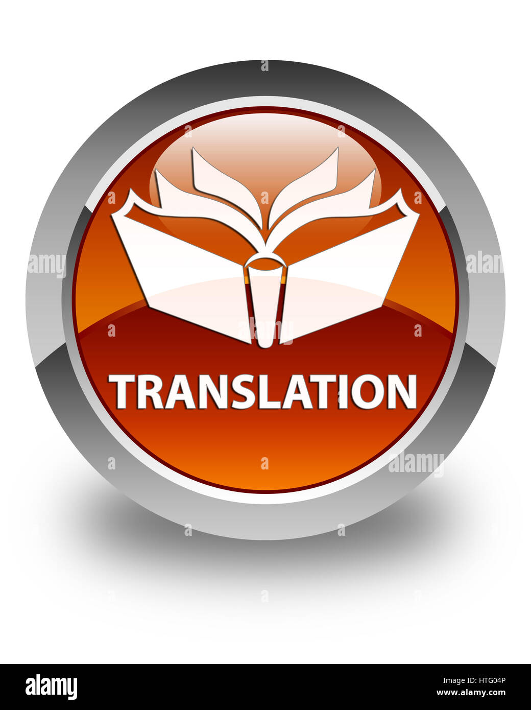 Translation isolated on glossy brown round button abstract illustration ...
