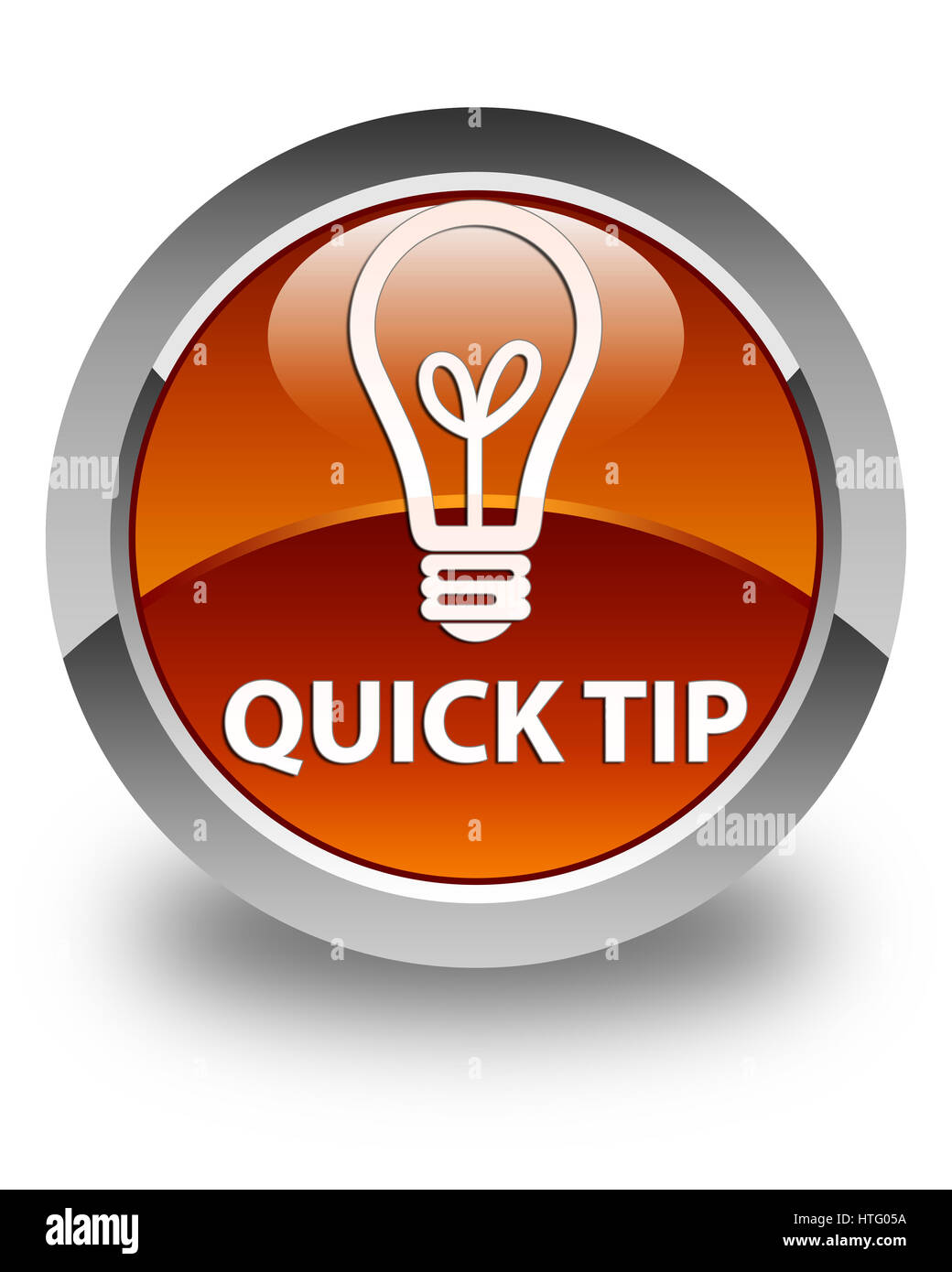 Quick tip (bulb icon) isolated on glossy brown round button abstract ...