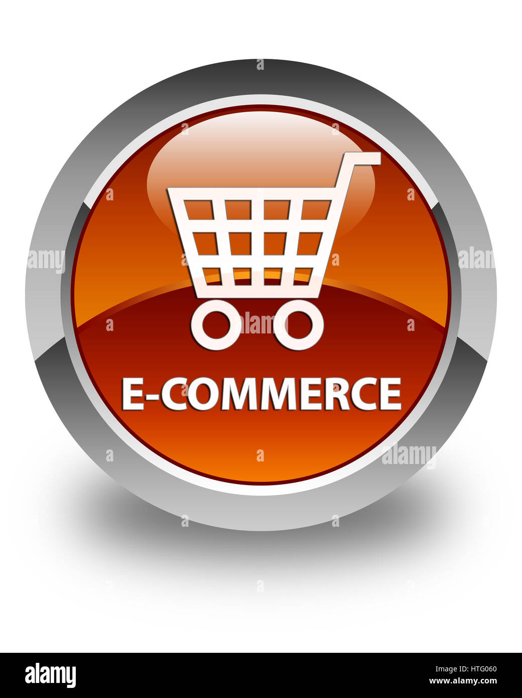 E-commerce isolated on glossy brown round button abstract illustration ...