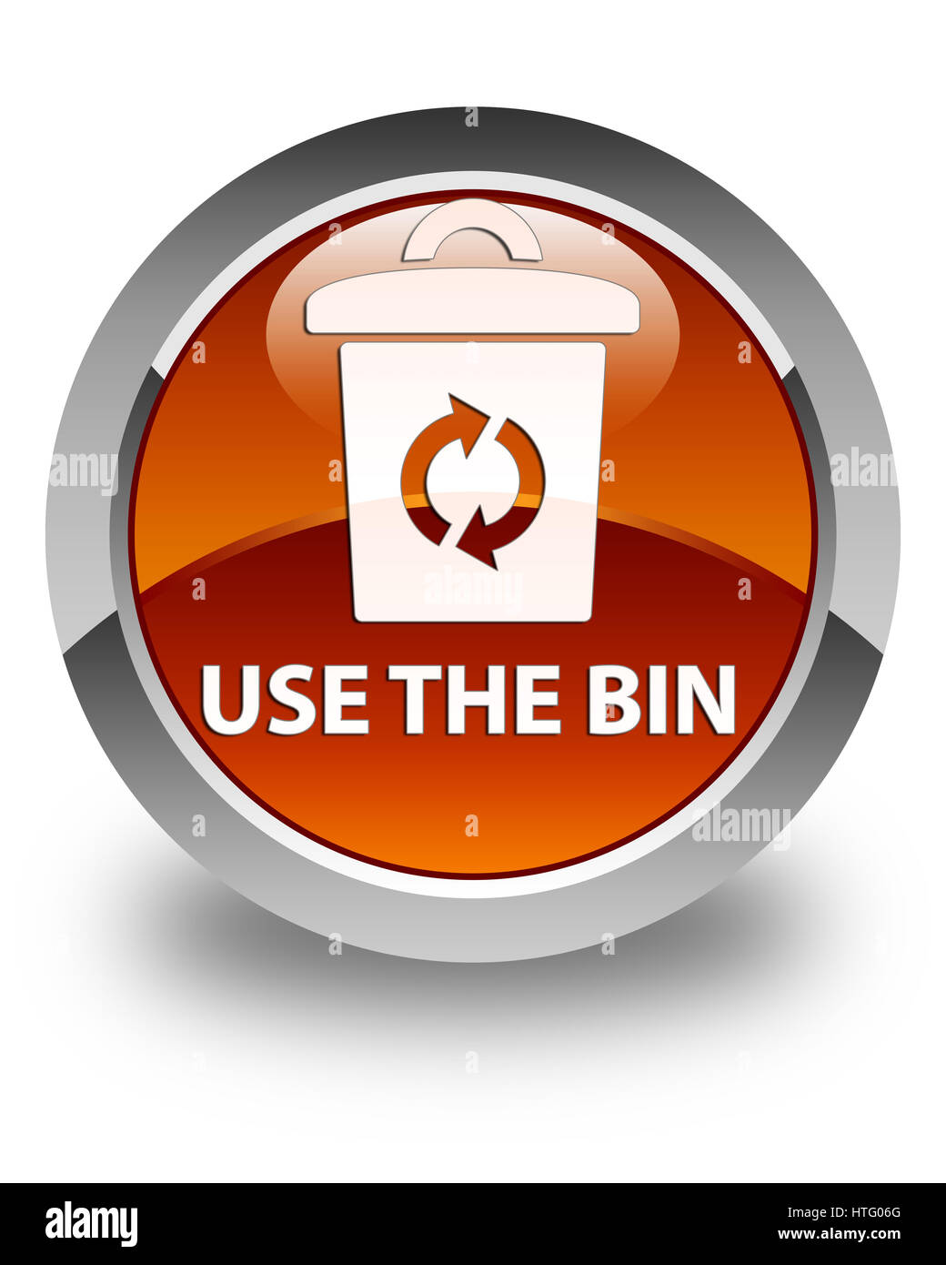 Use the bin isolated on glossy brown round button abstract illustration ...