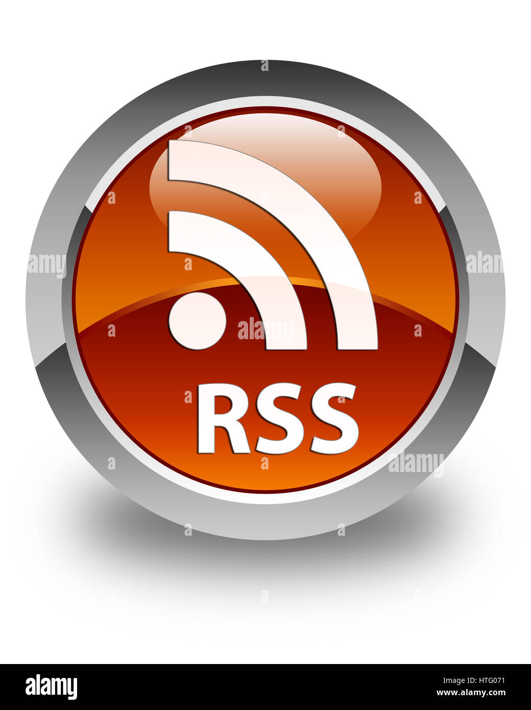 RSS isolated on glossy brown round button abstract illustration Stock ...