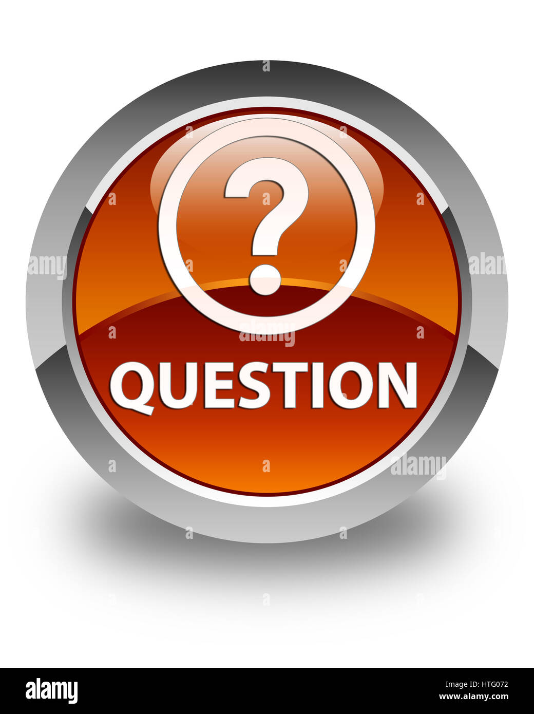 Question isolated on glossy brown round button abstract illustration ...