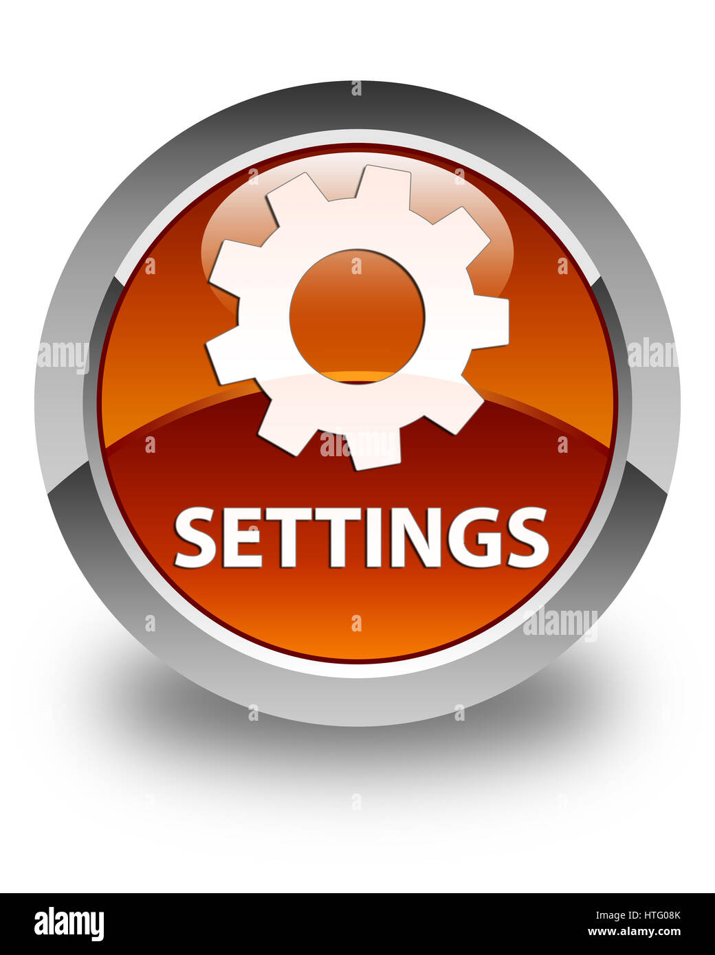 Settings isolated on glossy brown round button abstract illustration ...