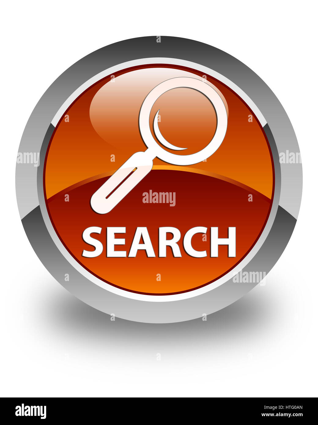 Search isolated on glossy brown round button abstract illustration ...