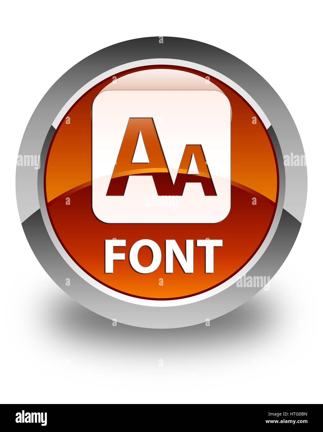 Font isolated on glossy brown round button abstract illustration Stock ...