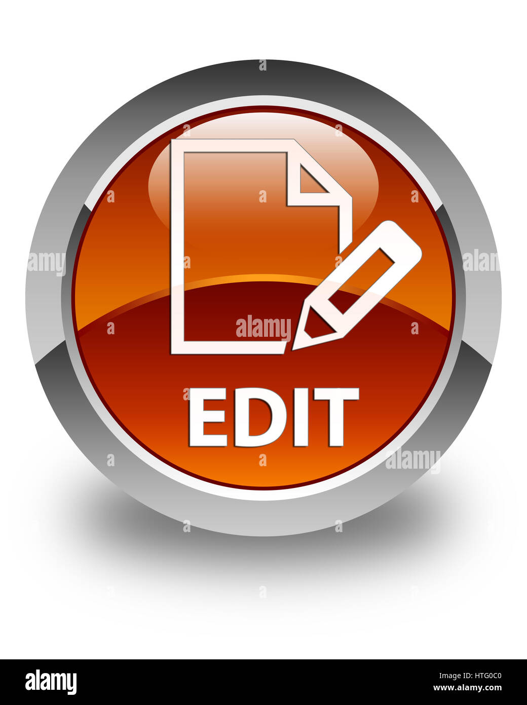 Edit isolated on glossy brown round button abstract illustration Stock ...