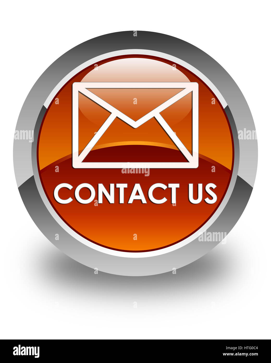 Contact us (email icon) isolated on glossy brown round button abstract ...