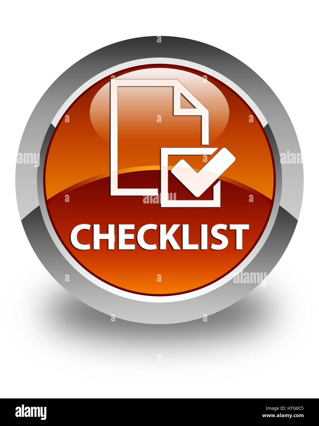 Checklist isolated on glossy brown round button abstract illustration ...