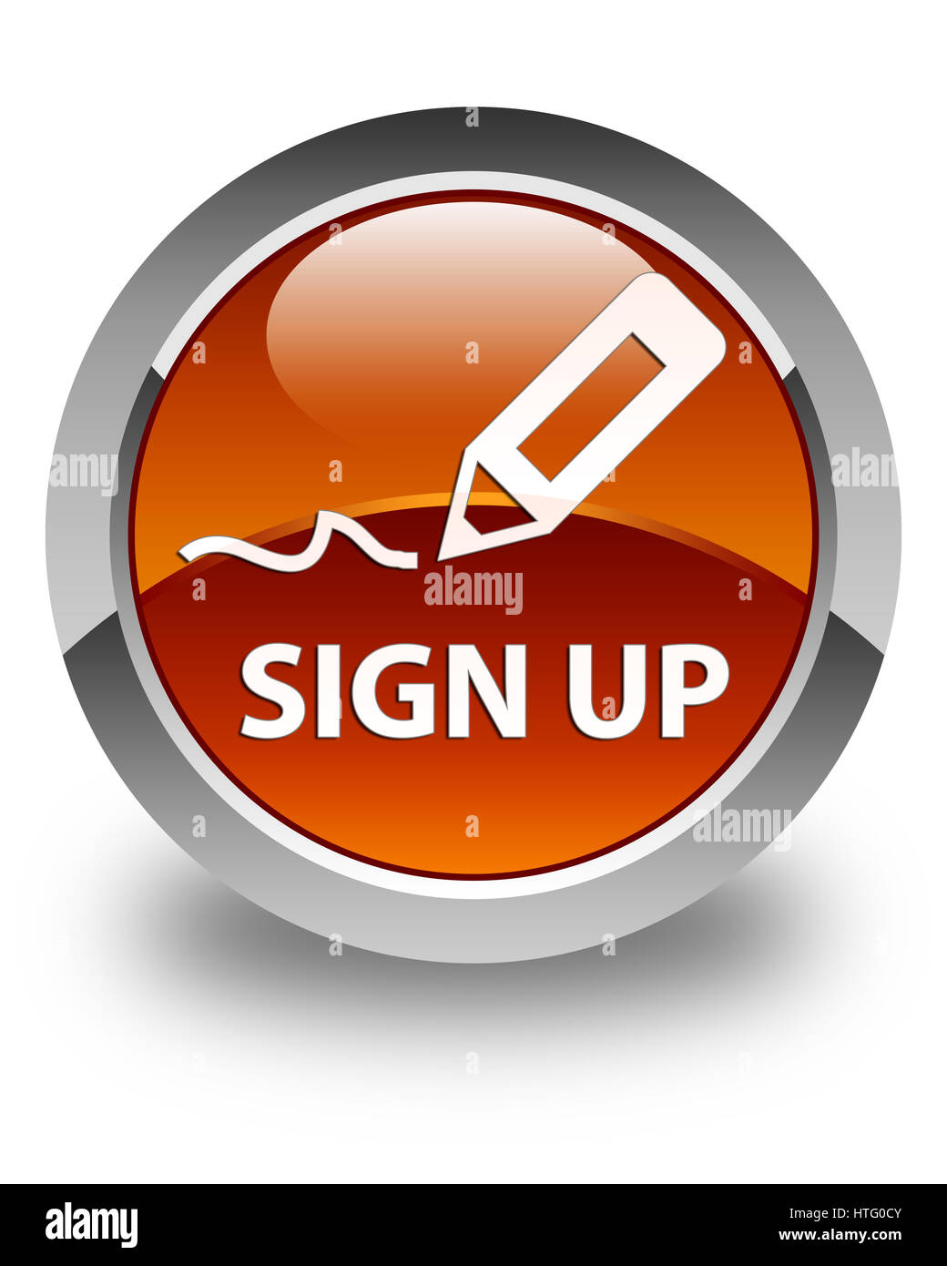 Sign up isolated on glossy brown round button abstract illustration ...