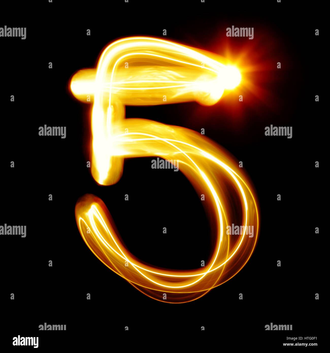 Five - Created by light numerals over black background Stock Photo - Alamy
