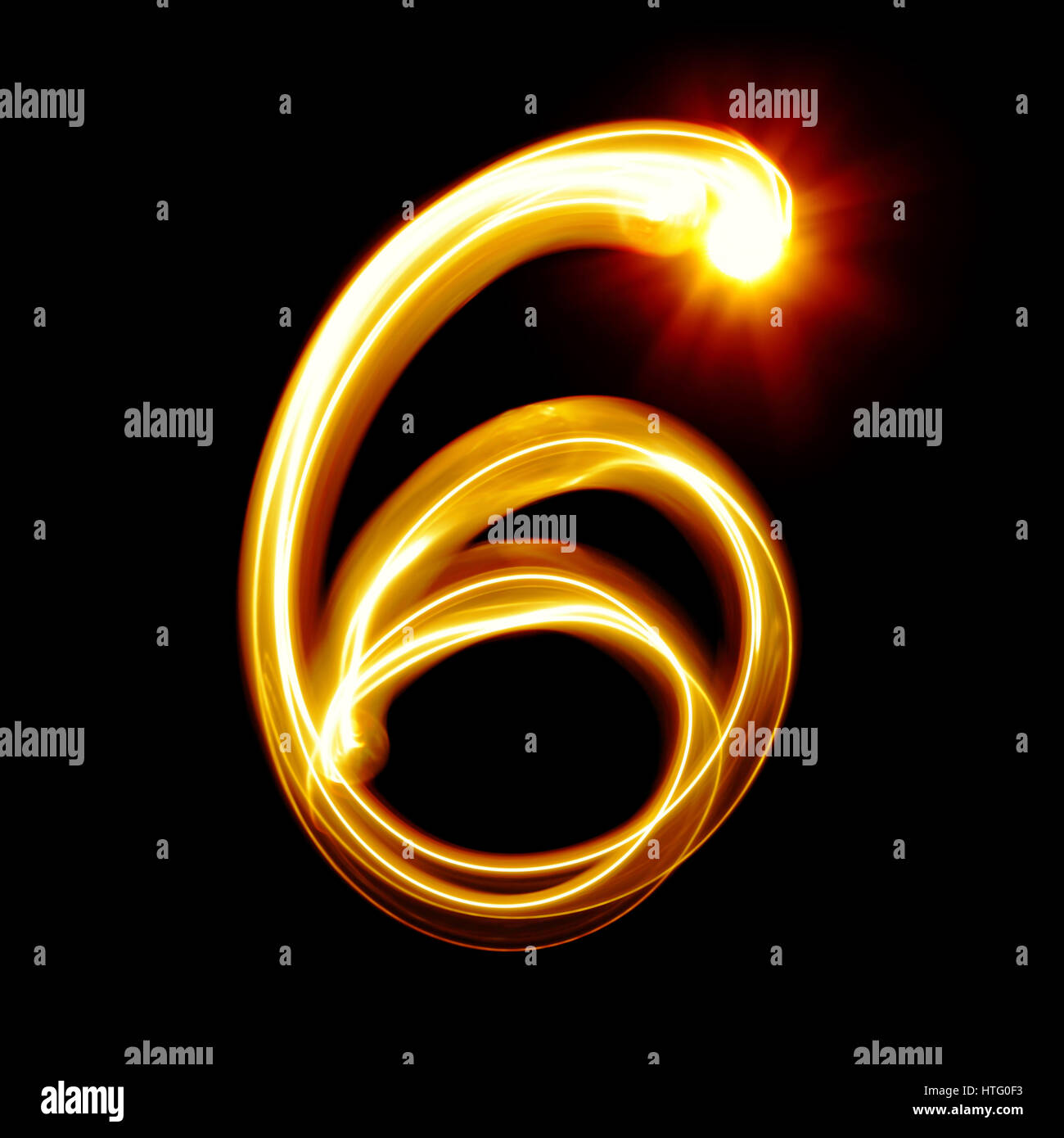 Six - Created by light numerals over black background Stock Photo - Alamy