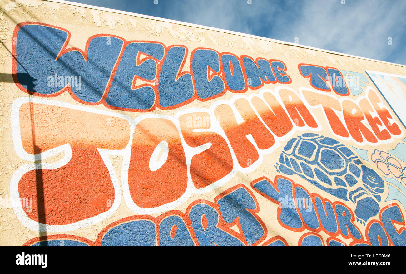 The Welcome To Joshua Tree mural Stock Photo - Alamy