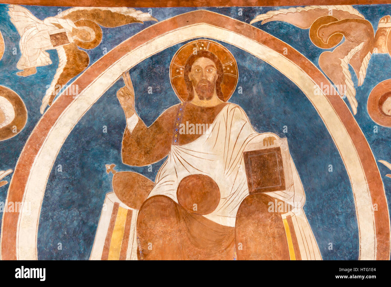 Christ sitting on his throne, surrounded by the evangelists, romanesque ...