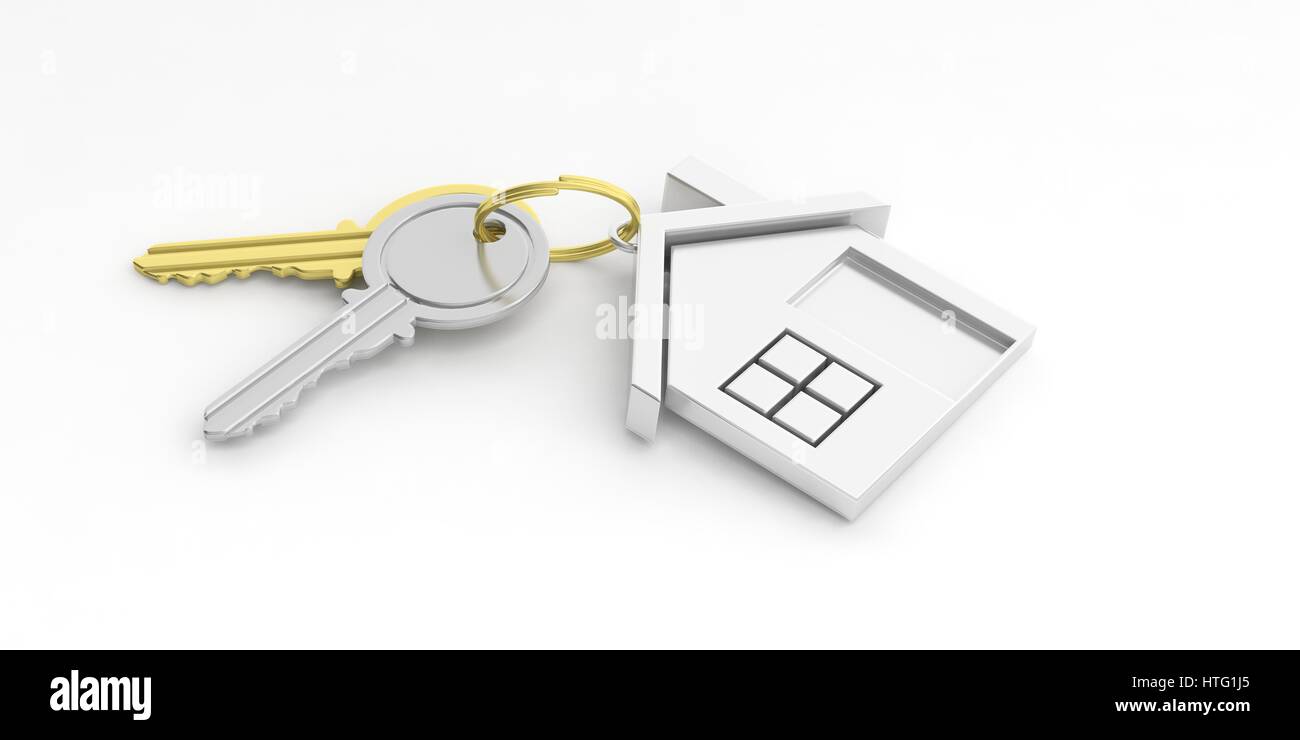 House keys isolated on white background. 3d illustration Stock Photo ...