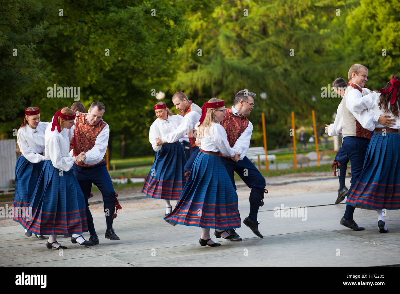 TALLINN, ESTONIA - 02 JUN 2016: Estonian folk dancers with traditional ...