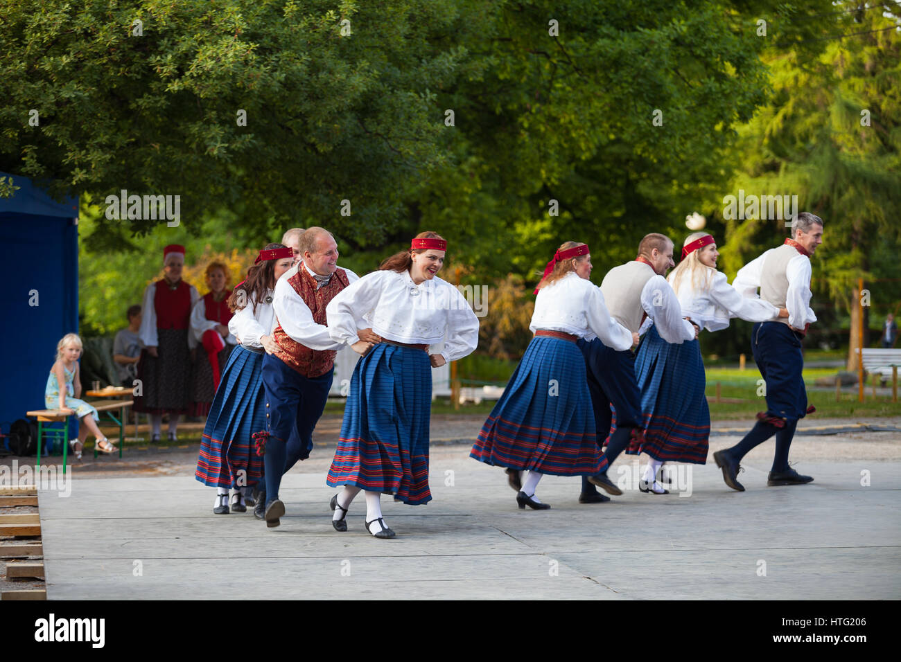 TALLINN, ESTONIA - 02 JUN 2016: Estonian folk dancers with traditional ...