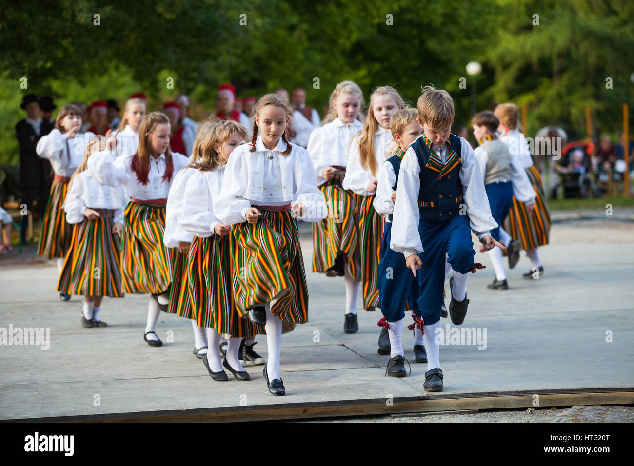 TALLINN, ESTONIA - 02 JUN 2016: Estonian folk dancers with traditional ...