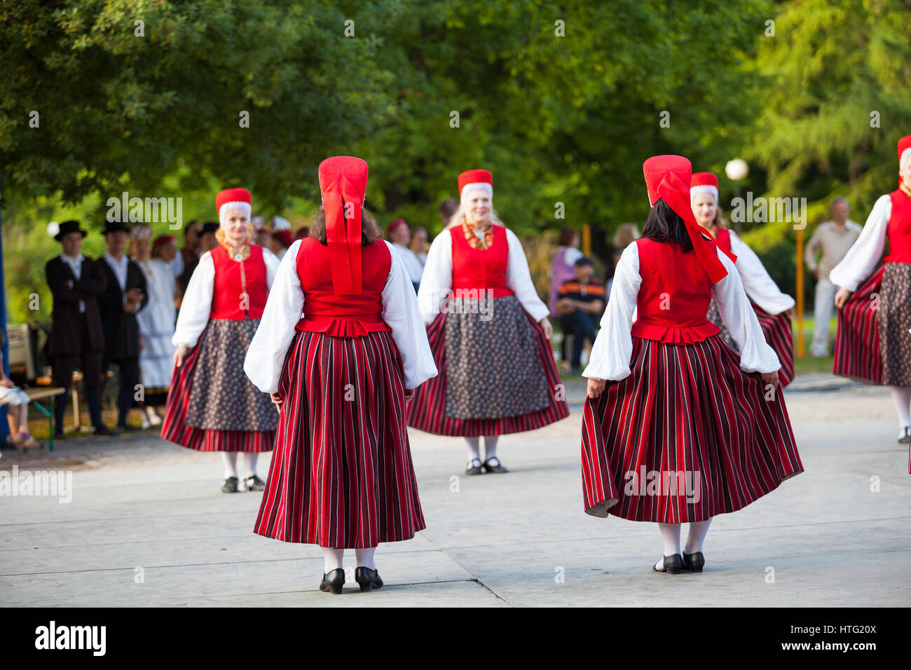 TALLINN, ESTONIA - 02 JUN 2016: Estonian folk dancers with traditional ...