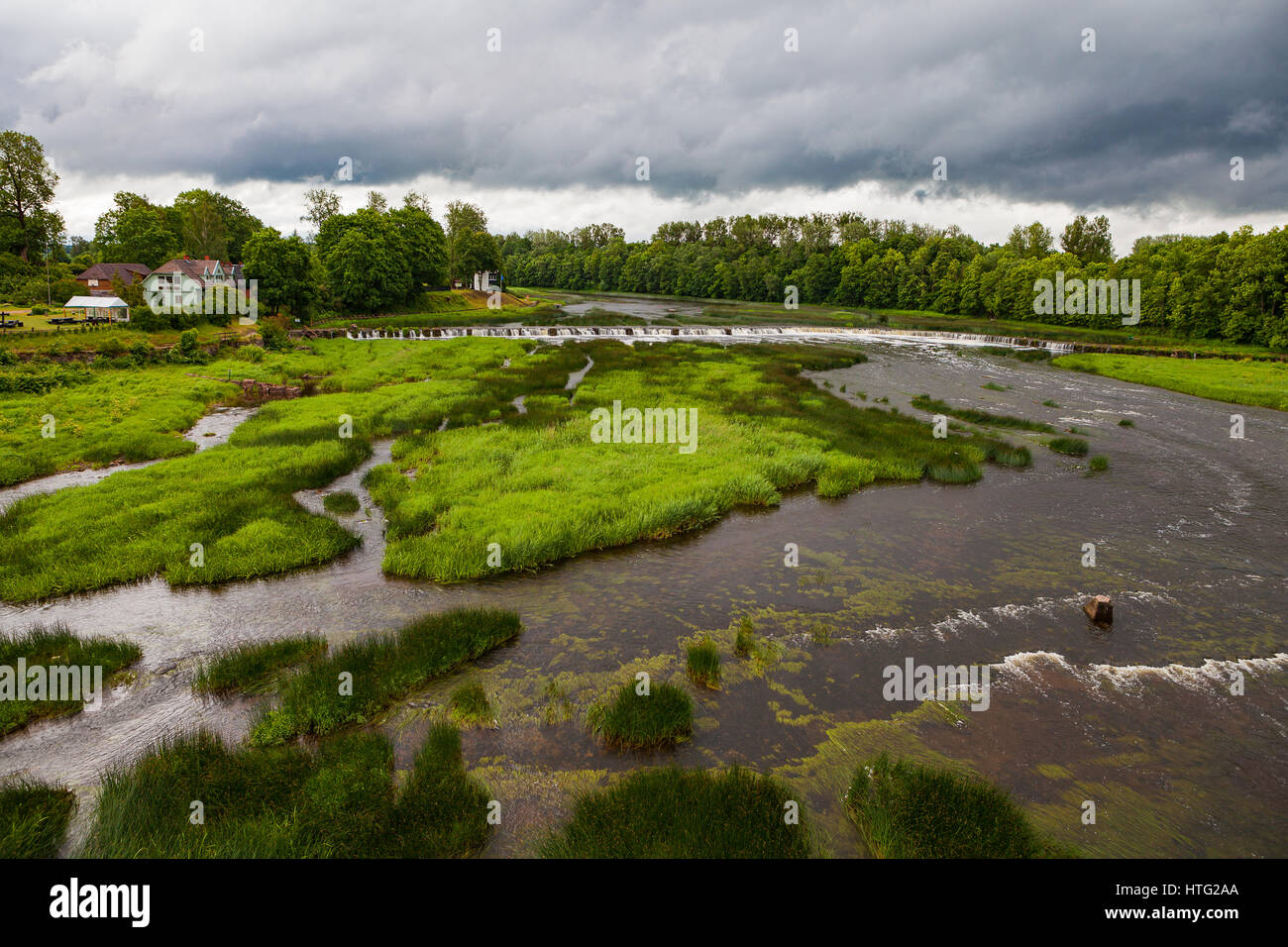 Venta waterfall near Kuldiga, Latvia. The widest waterfall in the ...